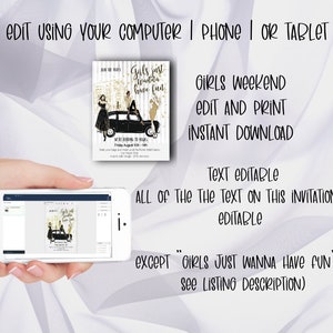 EDITABLE 'girls Weekend Retreat' - Girls Just Wanna Have Fun" Party ...