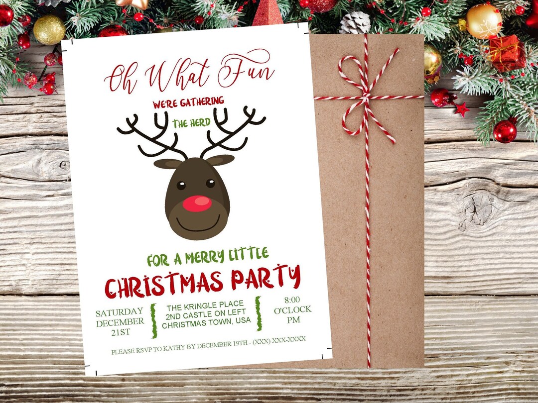 Printable Christmas Invitation Template, Editable Holiday Party ...