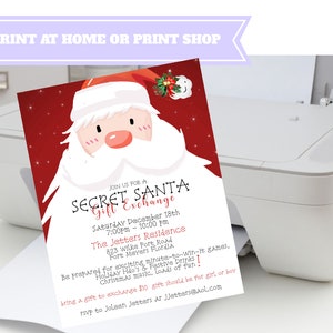 Secret Santa Party Invitation, 8.5 X 11 Inch Invitation Flyer, Edit and ...