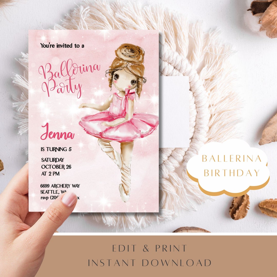 Printable Pink Ballerina Invitation + Cell Phone Ballerina Birthday ...
