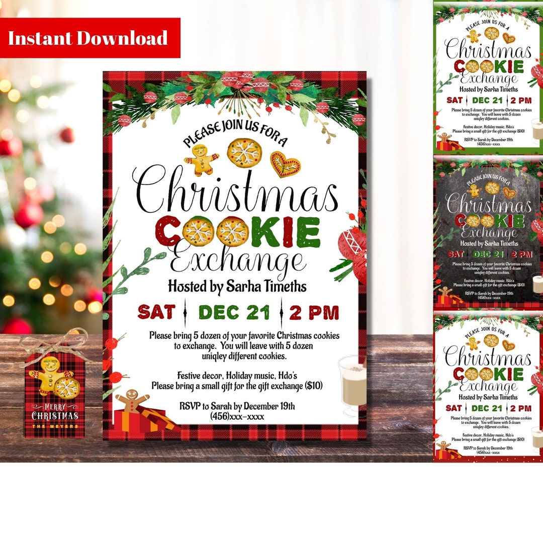 Editable Christmas Cookie Exchange Invitation Self-edit Invitation ...