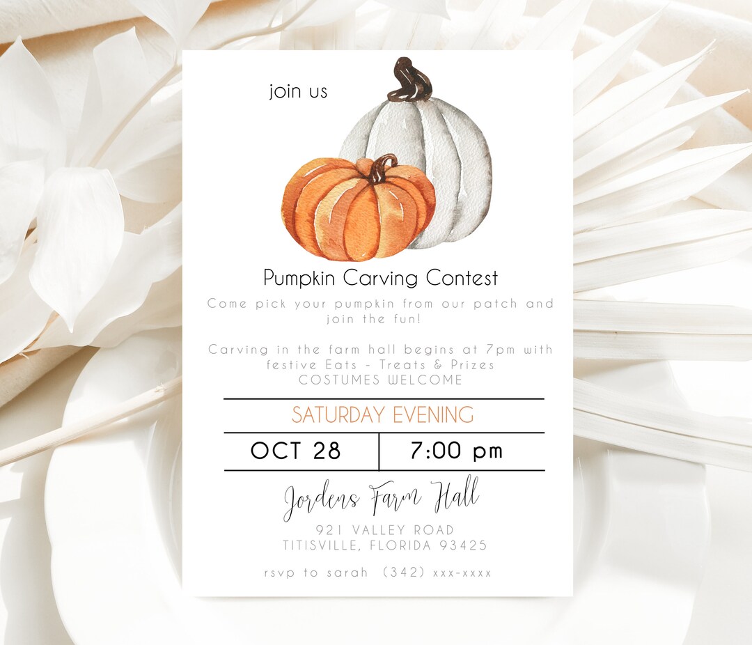 Pumpkin Carving Party Invitation, Pumpkin Painting Halloween Party ...