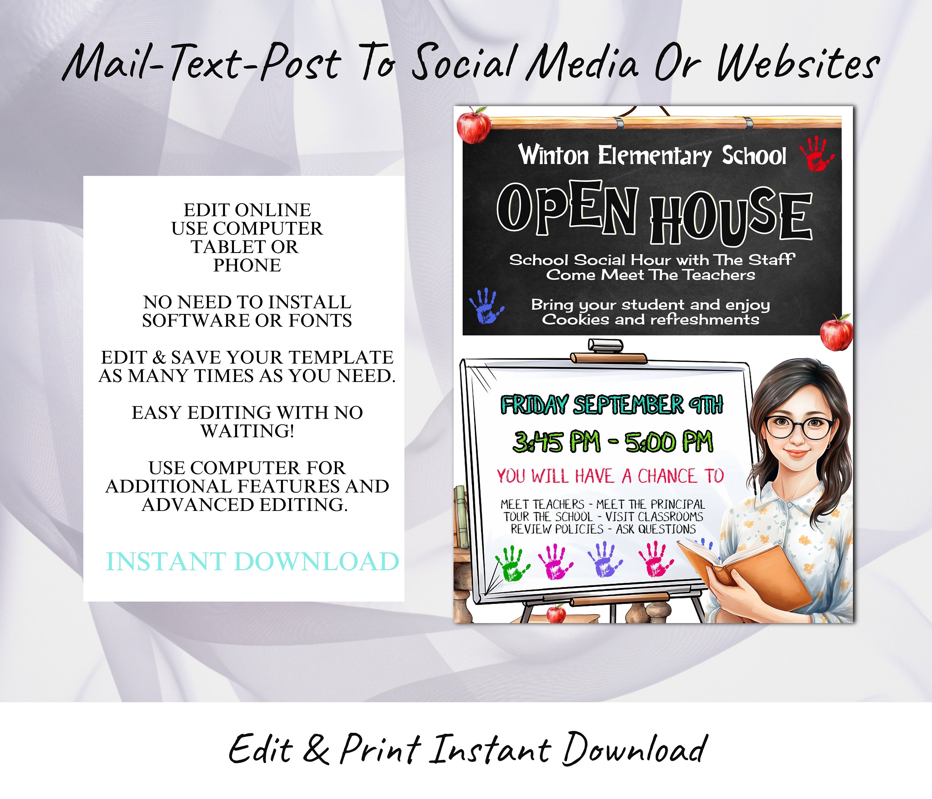 Editable School Open House Flyer Template (digital Download) - Etsy
