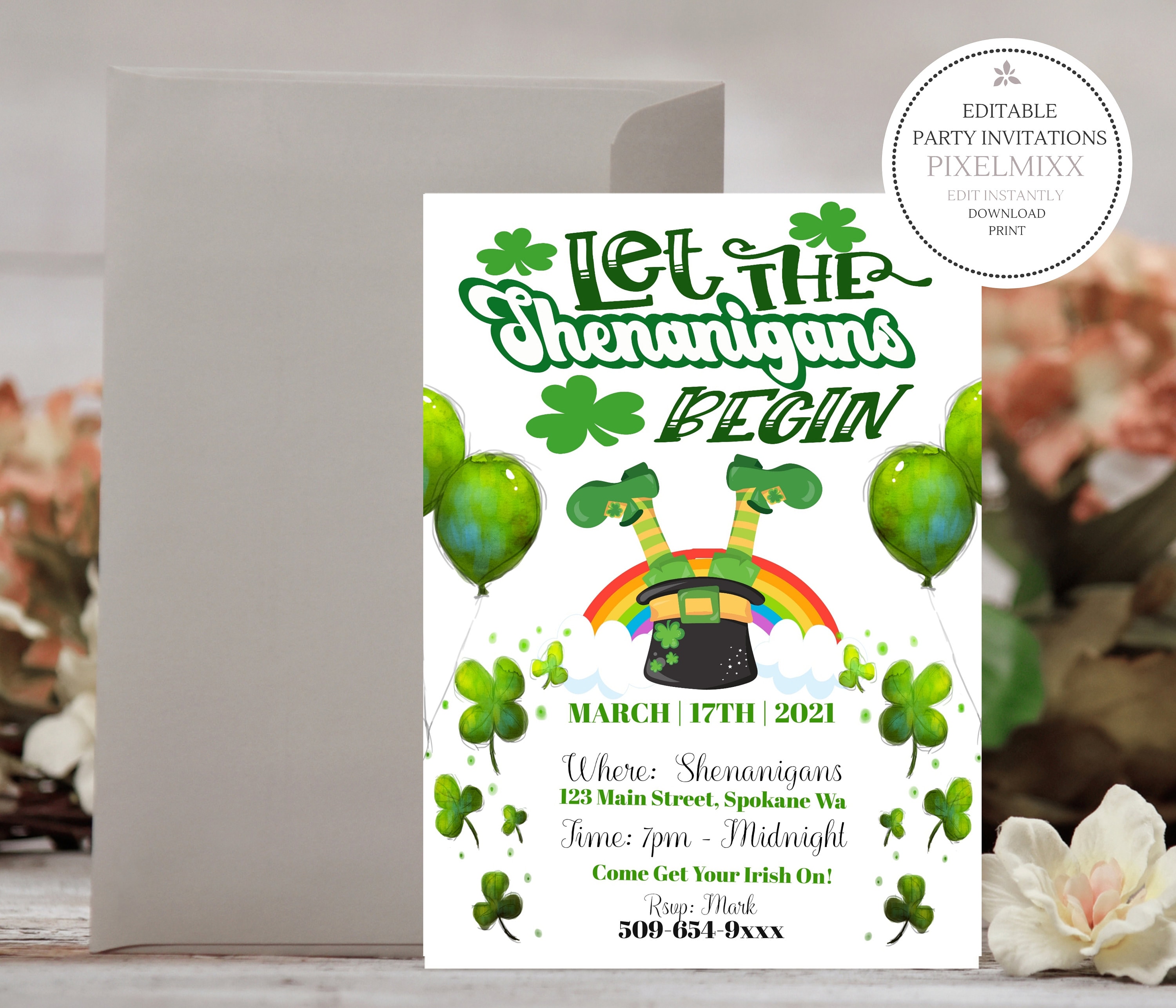 St Patrick's Day Party Invitation Instant Download - Etsy