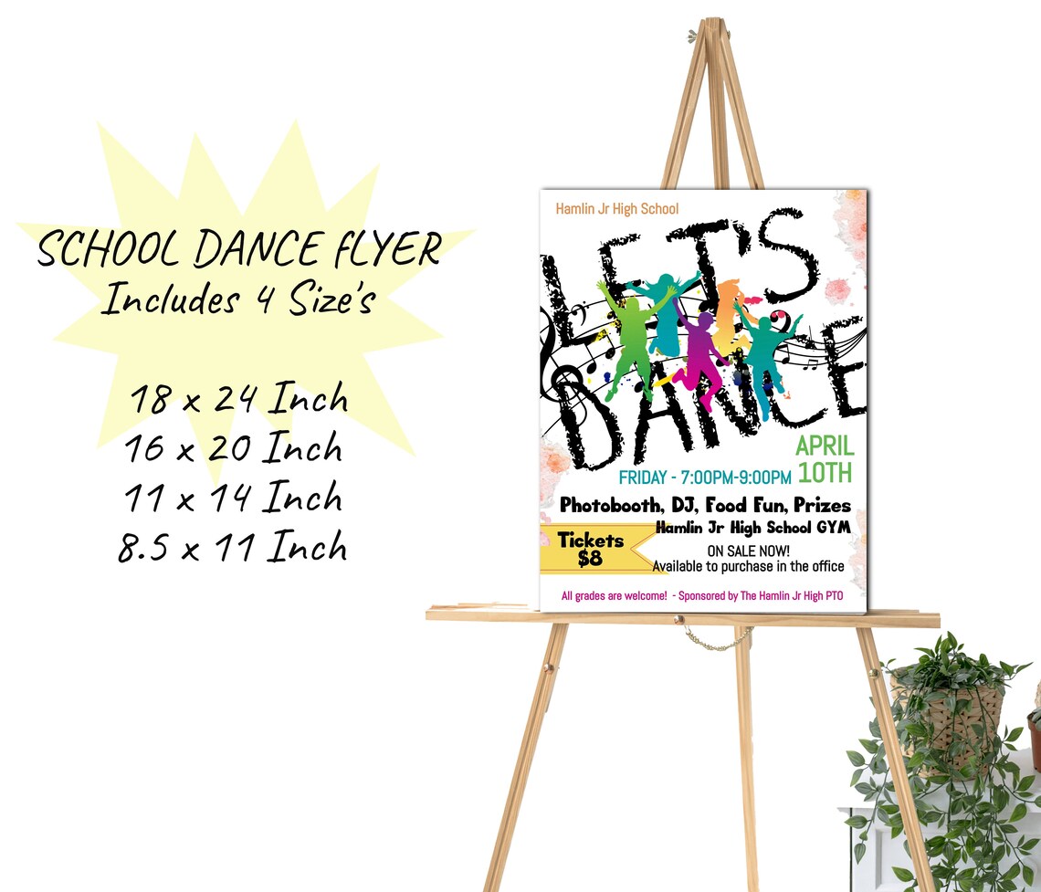EDITABLE School Dance Flyer, Includes 4 Sizes, Easy to Edit, Download ...