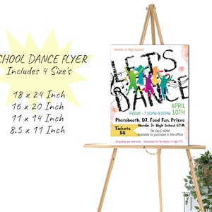 EDITABLE School Dance Flyer, Includes 4 Sizes, Easy to Edit, Download ...