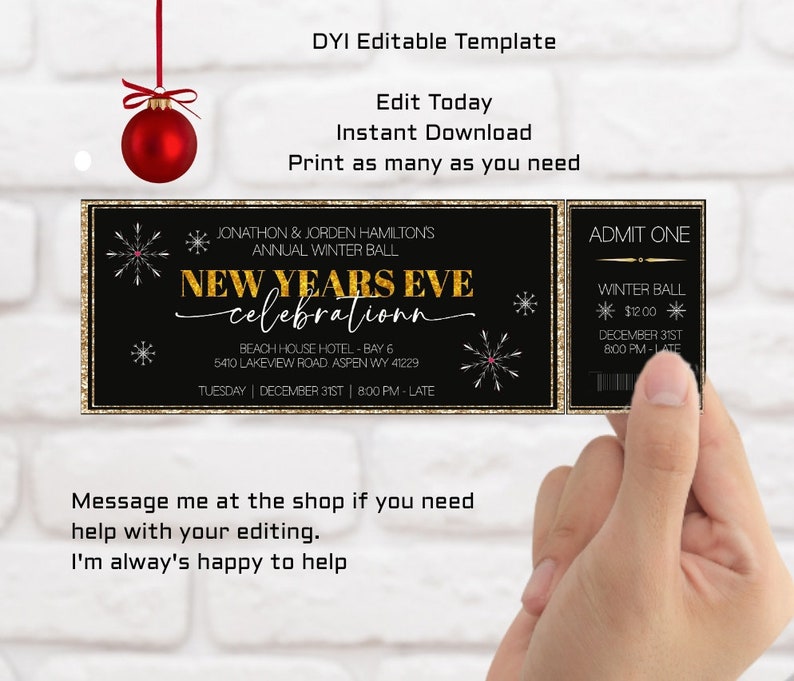 Ticket Template Event Invitation Editable Ticket Template Works for Any ...