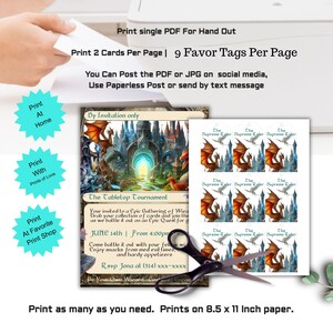 Magic Gathering Quest Invitation, Tabletop Tournament Party Invitation ...