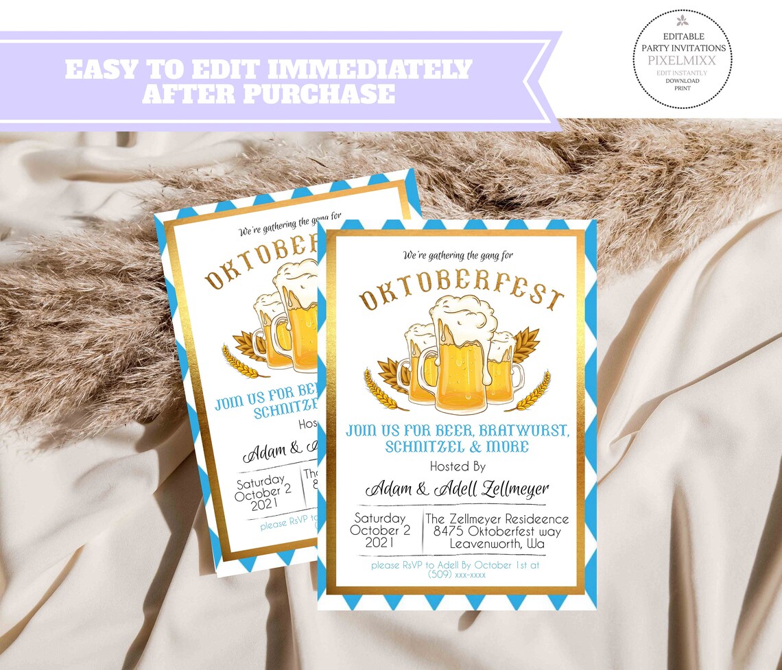 Oktoberfest Party Invitation German Party Celebration Invite - Etsy
