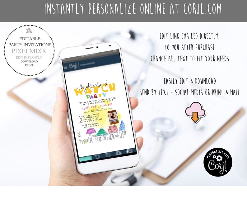 Neighborhood Watch Party Flyer Edit This Neighborhood Watch - Etsy