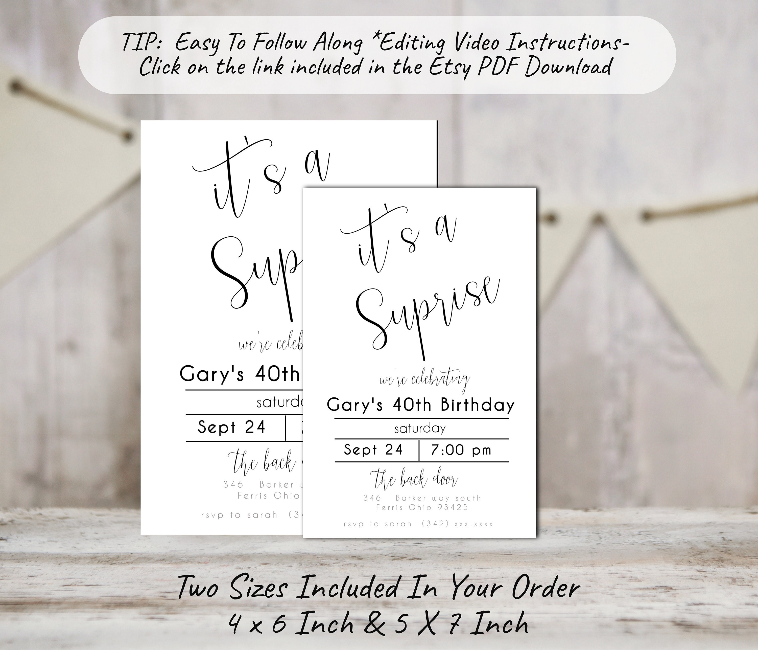 Surprise Birthday Party Invitation, Editable Invitation Template, Use ...