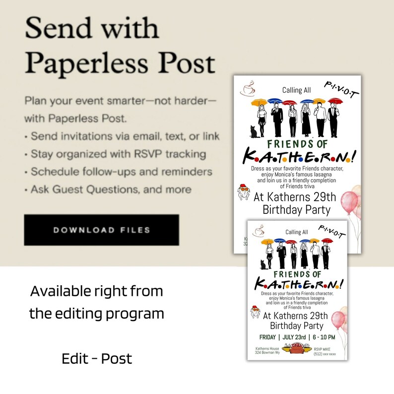 Friends Birthday Party Invitation: Editable Template (digital Download ...