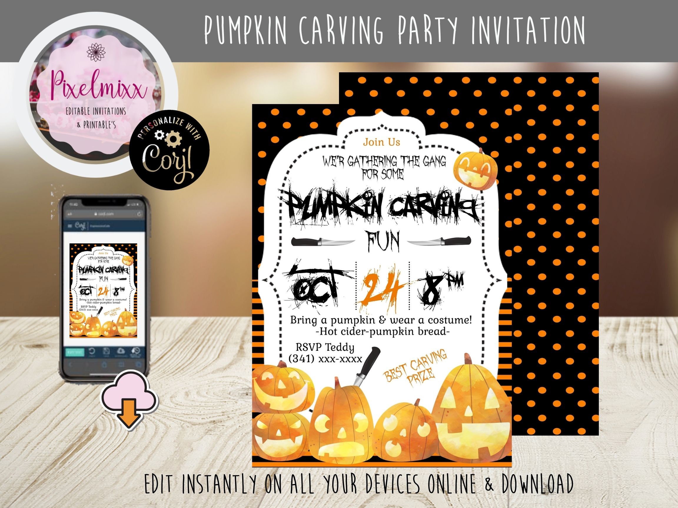 Pumpkin-carving-party Halloween Party Invitation Editable - Etsy