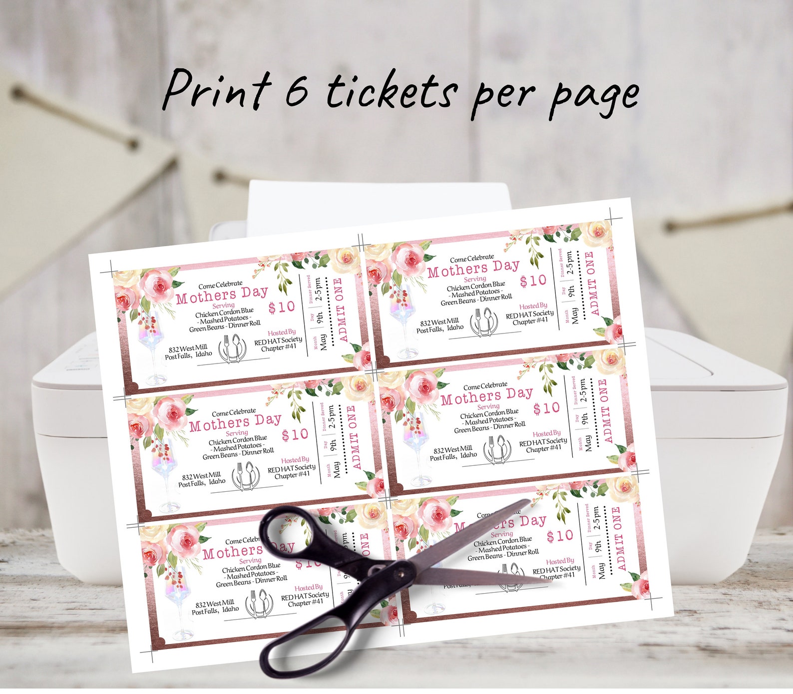 Mothers Day Brunch Ticket Floral Brunch Tickets Editable - Etsy