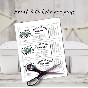 EDITABLE School Dance Tickets, Printable Let's Dance Ticket Template ...