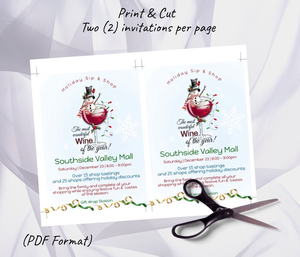 EDITABLE Christmas Sip and Shop Invitation Edit & Print - Etsy