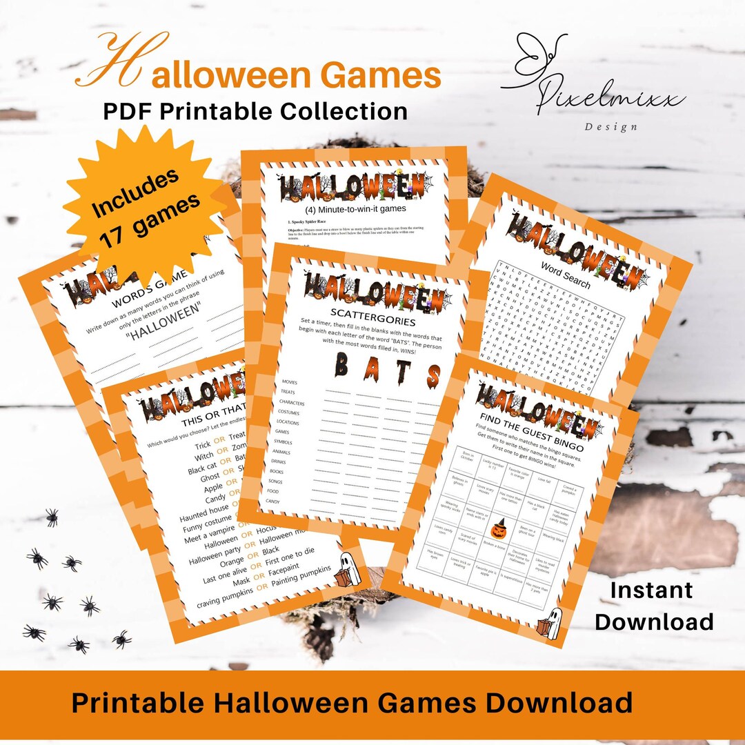 Printable Halloween Games Bundle: 17 Party Games (PDF Download) - Etsy