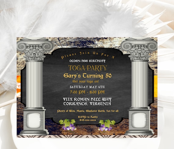 Toga Party Invitation Greek/roman Party Invitation Template - Etsy