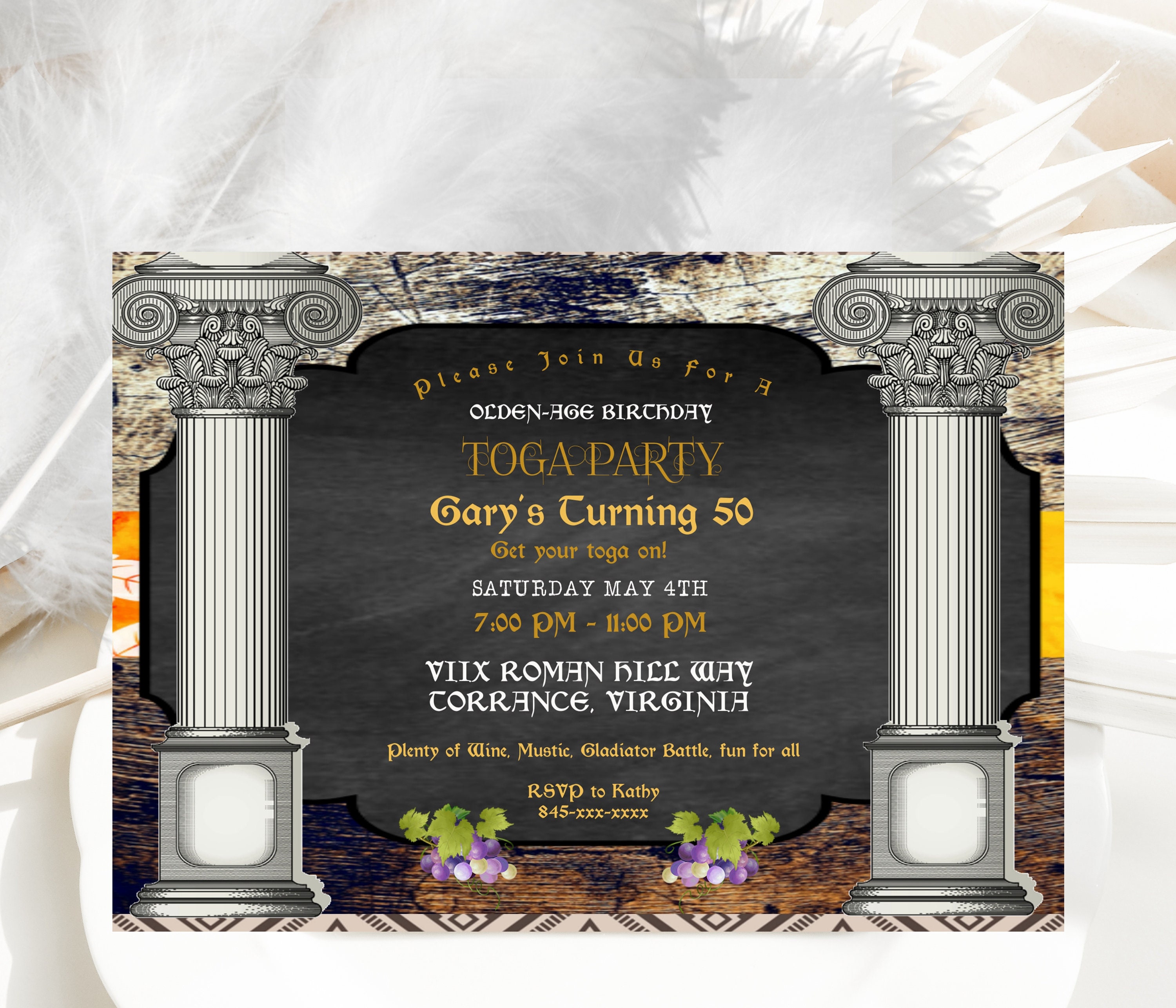 Toga Party Invitation Greek/roman Party Invitation Template - Etsy