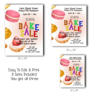 Bake Sale Poster, Easy to Edit, Great School, Club or Church Bake Sales ...