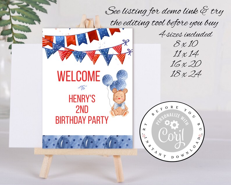 EDITABLE Birthday Party Welcome Sign Toddler Birthday Party - Etsy