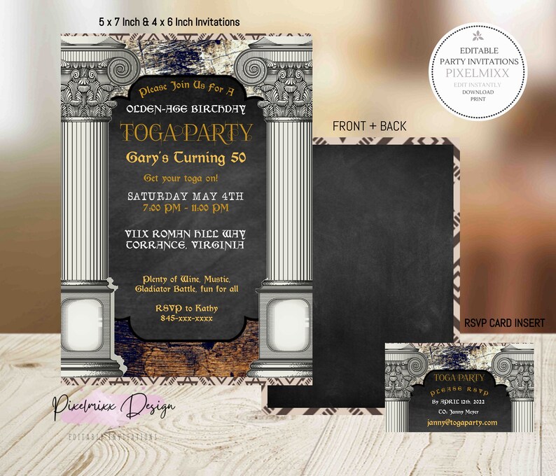 Toga Party Invitation Set Toga Birthday Party Greek - Etsy