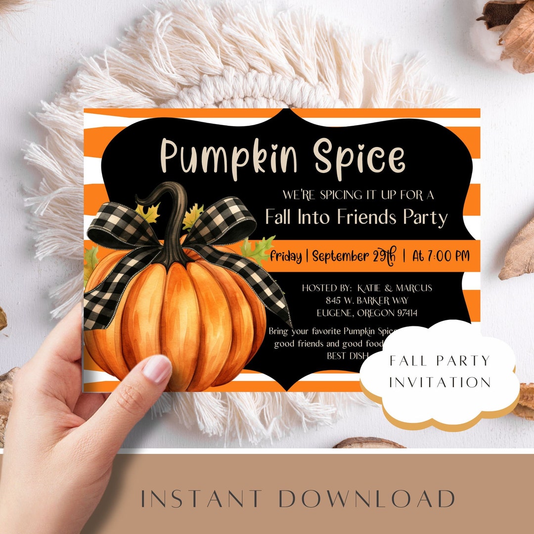 EDITABLE 'girls Night Out" Spice It up Fall Party Invitation, Pumpkin ...