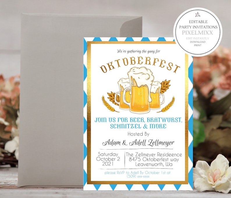 Oktoberfest Party Invitation German Party Celebration Invite - Etsy