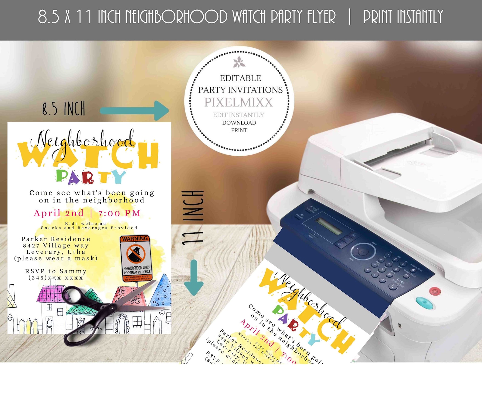 Neighborhood Watch Party Flyer Edit This Neighborhood Watch - Etsy