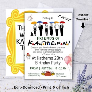 Friends Birthday Party Invitation: Editable Template (digital Download ...