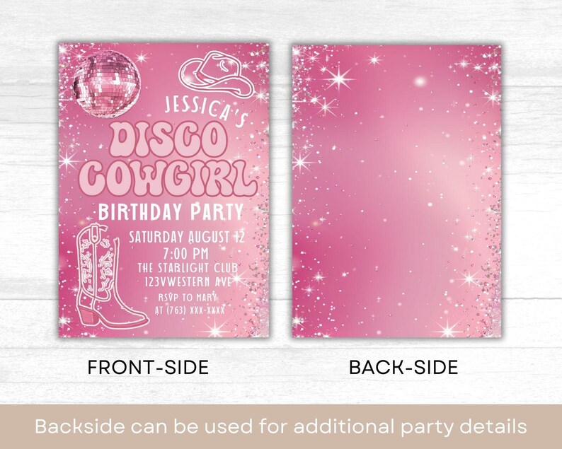 Disco Cowgirl Birthday Invitation Template: Western Party, Girls Night ...