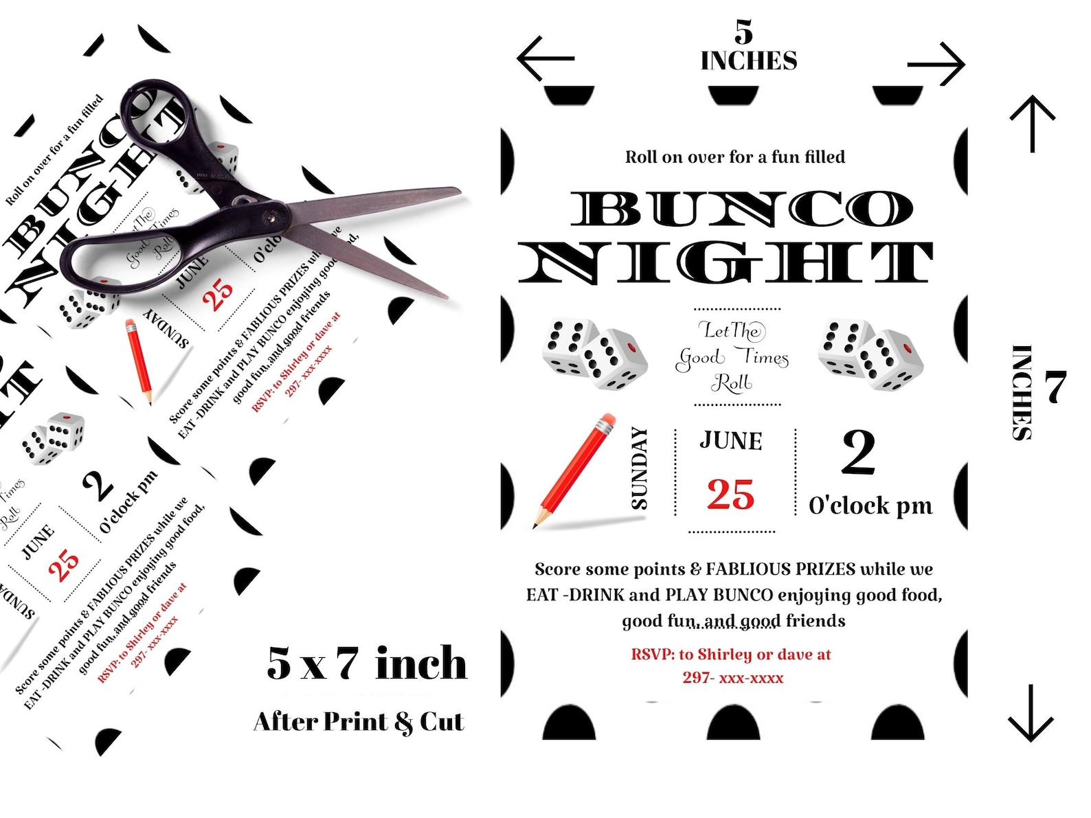 Printable Bunco Invitation With FREE Bunco Score Sheet, Bunco Party ...