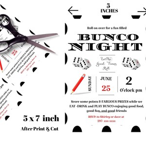 Printable Bunco Invitation With FREE Bunco Score Sheet, Bunco Party ...