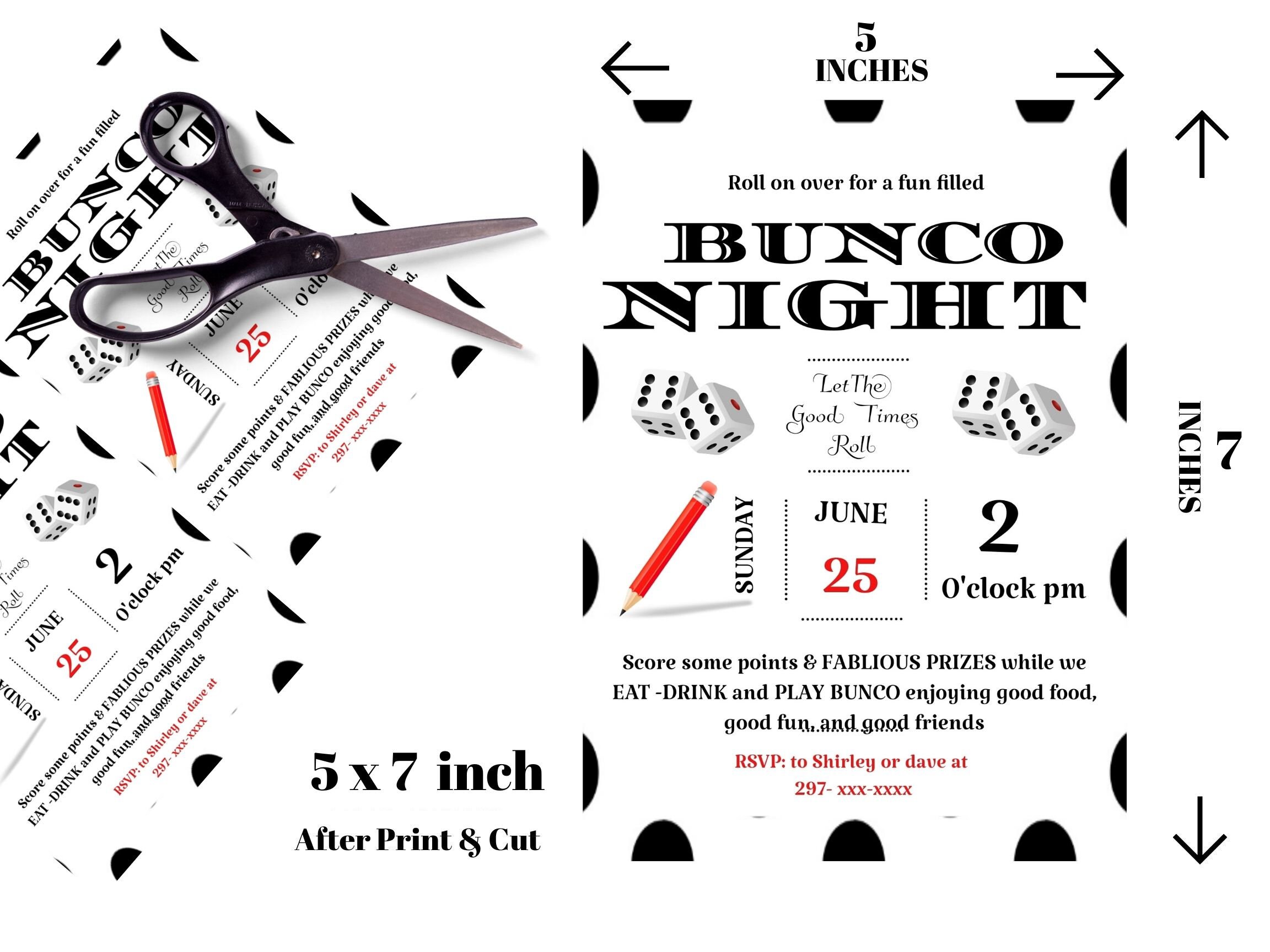 Printable Bunco Invitation With FREE Bunco Score Sheet, Bunco Party ...