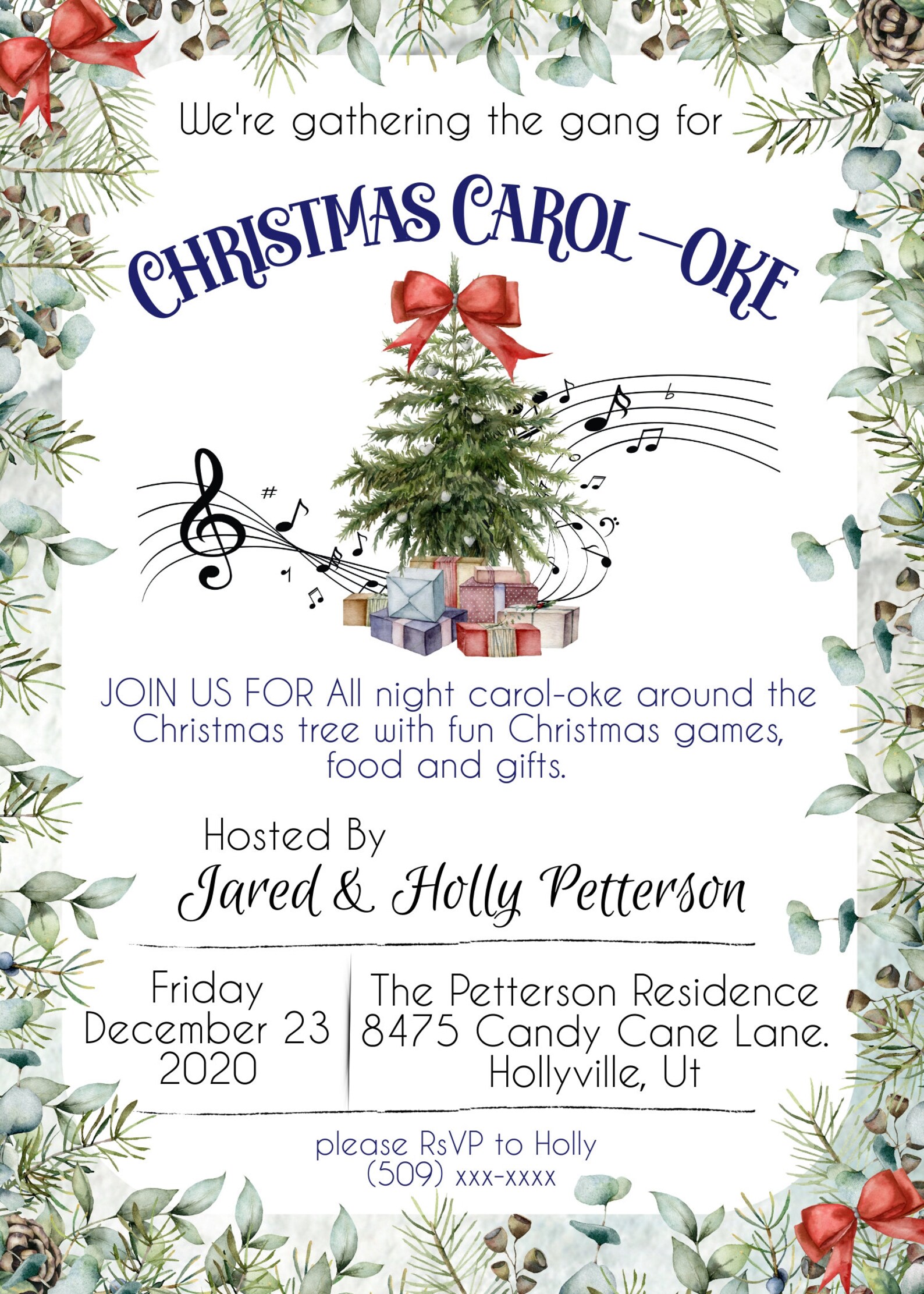 Christmas Carol-oke Party Invitation, Printable Holiday Party ...