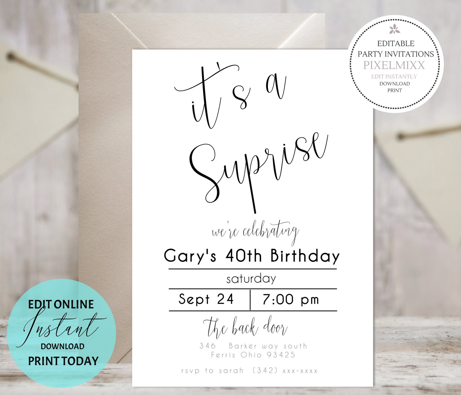 Surprise Birthday Party Invitation Editable Invitation - Etsy