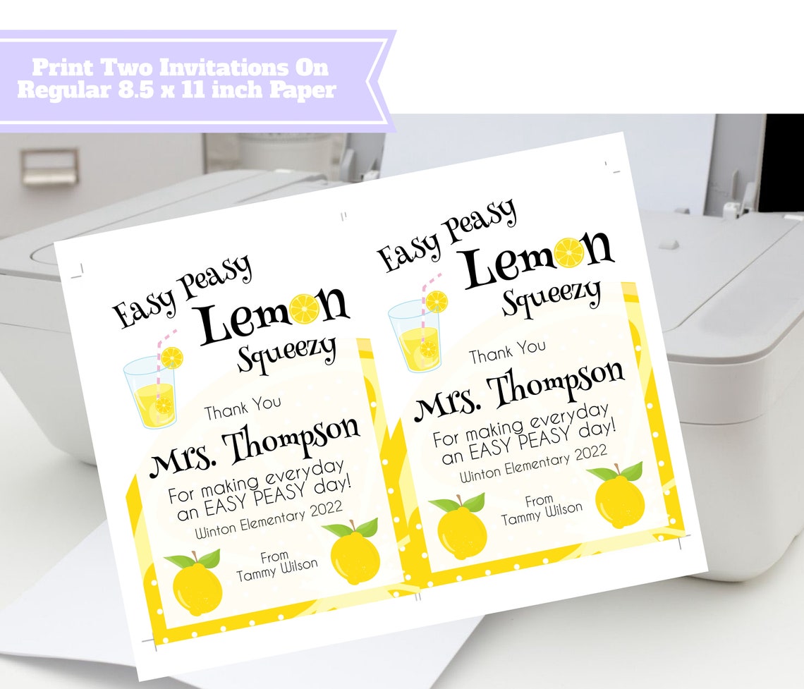 Easy Peasy Lemon Squeezy Teacher Appreciation Card Student - Etsy