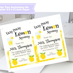 Easy Peasy Lemon Squeezy Teacher Appreciation Card, Student Teacher ...