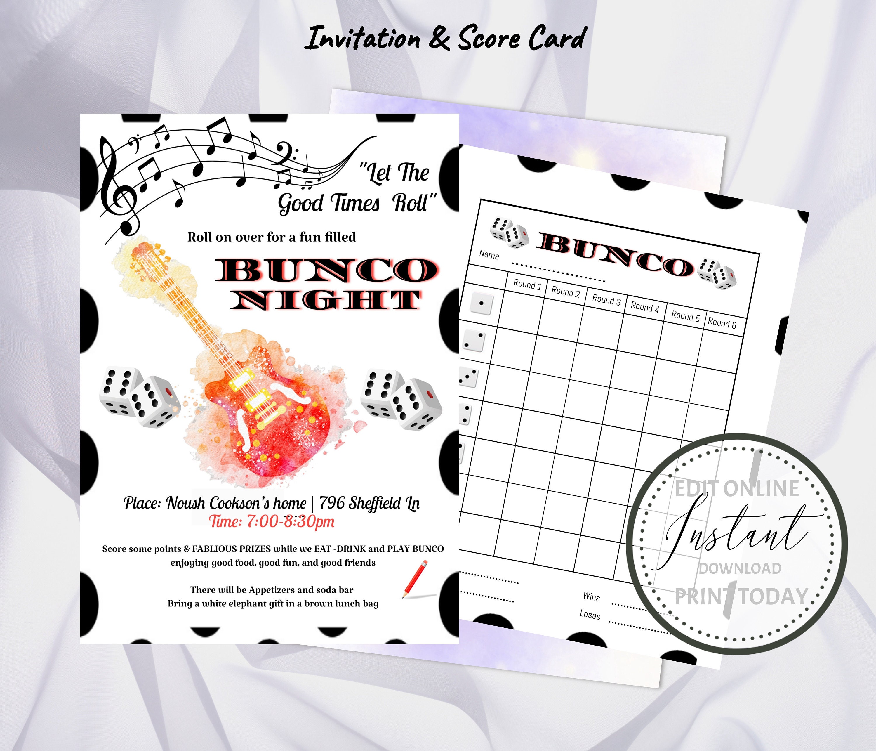 EDITABLE Bunco Invitation and Score Sheet, Let-the-good-times-roll ...