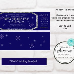 Editable New Year's Eve Ticket Template Event Invitation Ticket Works ...