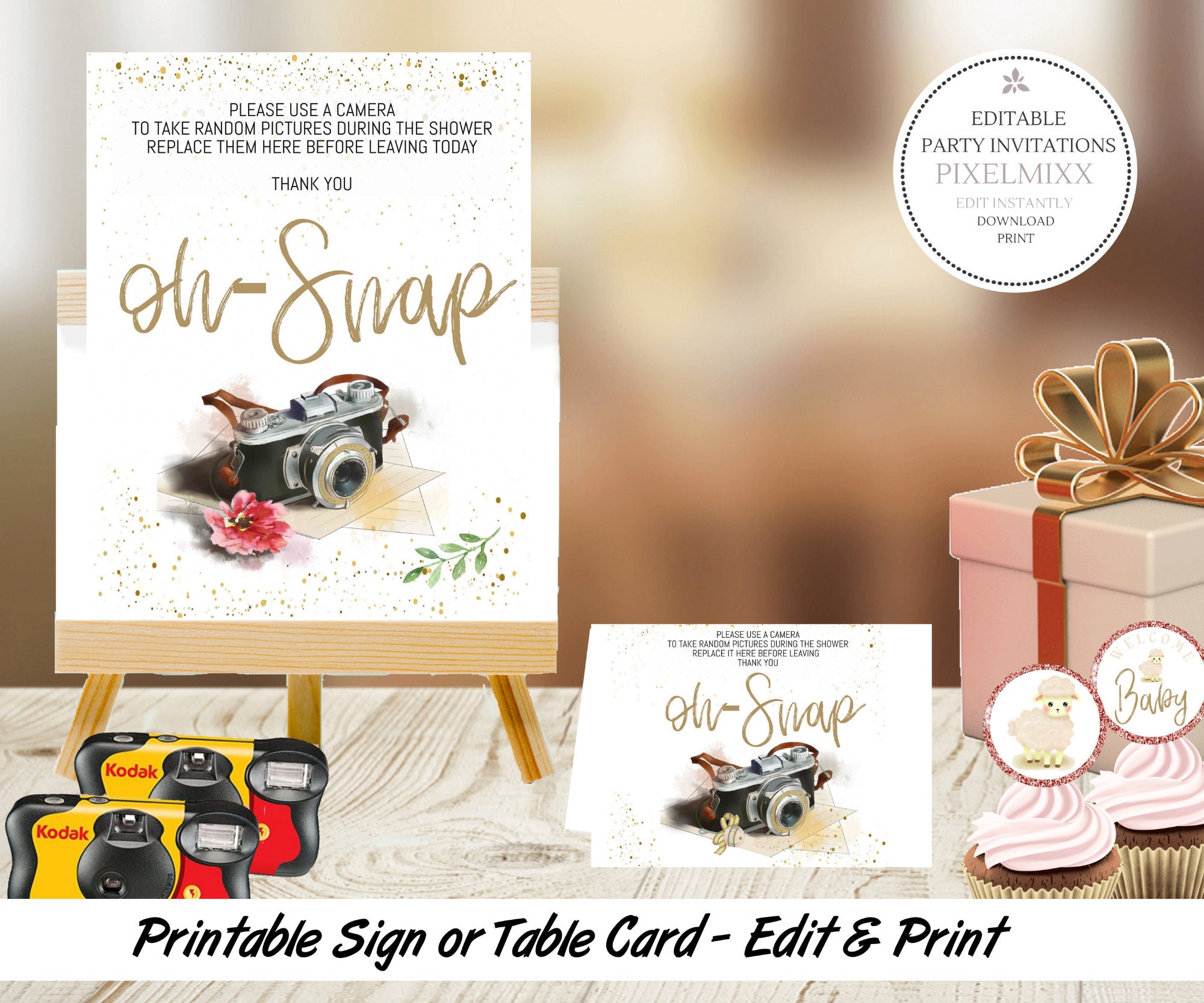 Printable Event Oh-snap Camera Sign Great for Showers, Birthdays ...