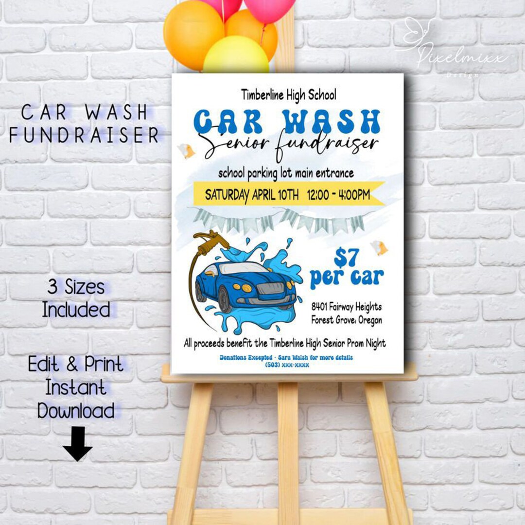 EDITABLE School Car Wash Fundraiser Flyer Includes 3 Sizes, Easy to ...