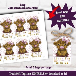Editable Highland Cow Birthday Invitation Set | Corjl Template | Invite ...