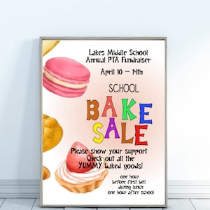 Bake Sale Poster, Easy to Edit, Great School, Club or Church Bake Sales ...