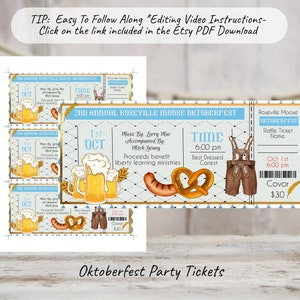 Oktoberfest Party Tickets, Edit and Print INSTANT DOWNLOAD - Etsy