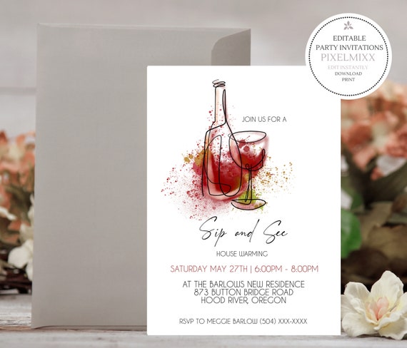 Sip and See Party Invitation Housewarming Invite or Baby - Etsy
