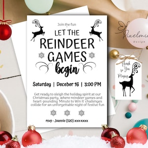 Editable Reindeer Games Christmas Party Invitation Instant Download ...