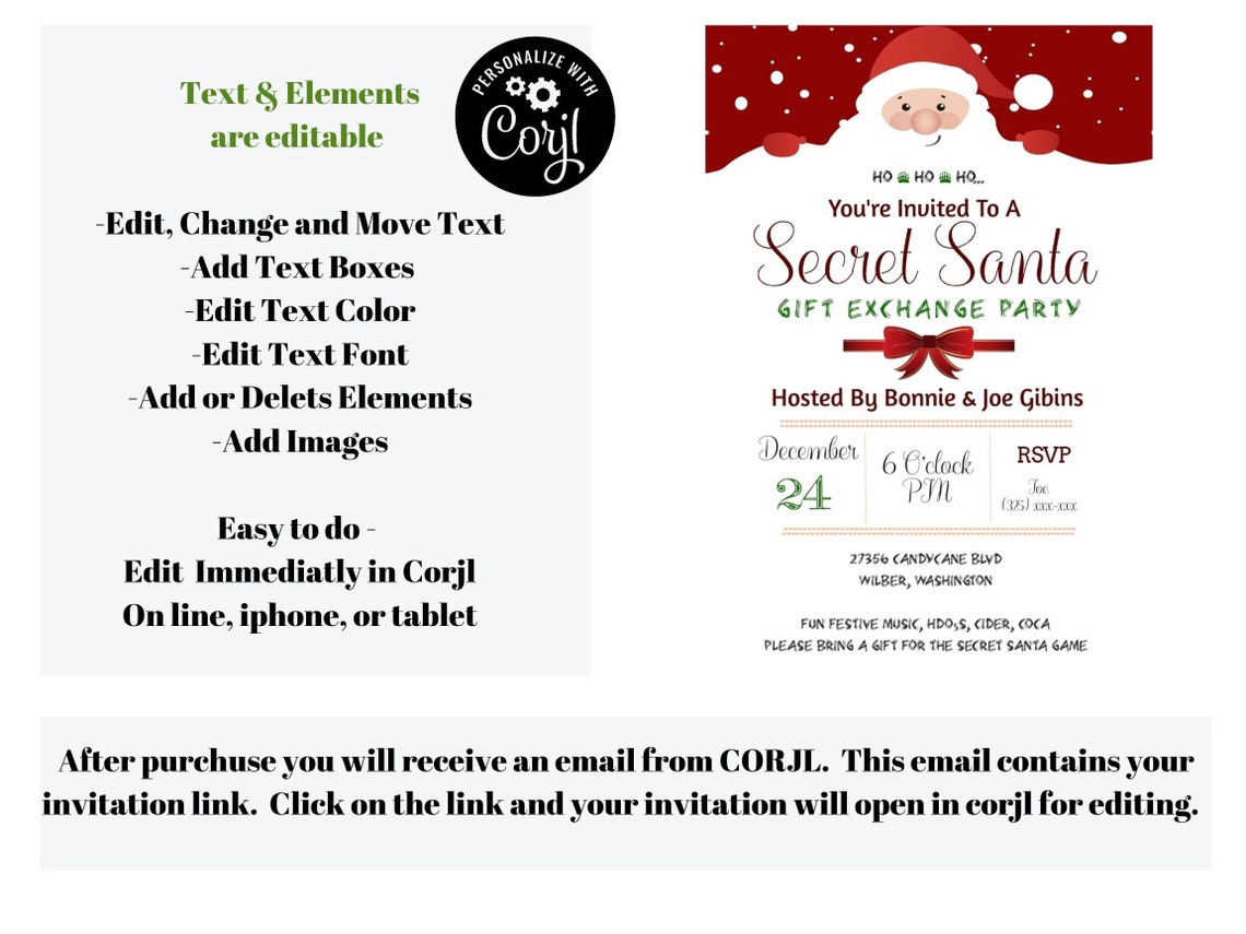 Secret Santa Gift Exchange Christmas Party Holiday Party - Etsy