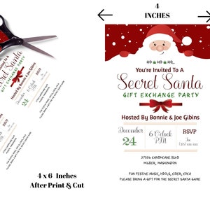 Secret Santa Gift Exchange Christmas Party, Holiday Party Invitation ...