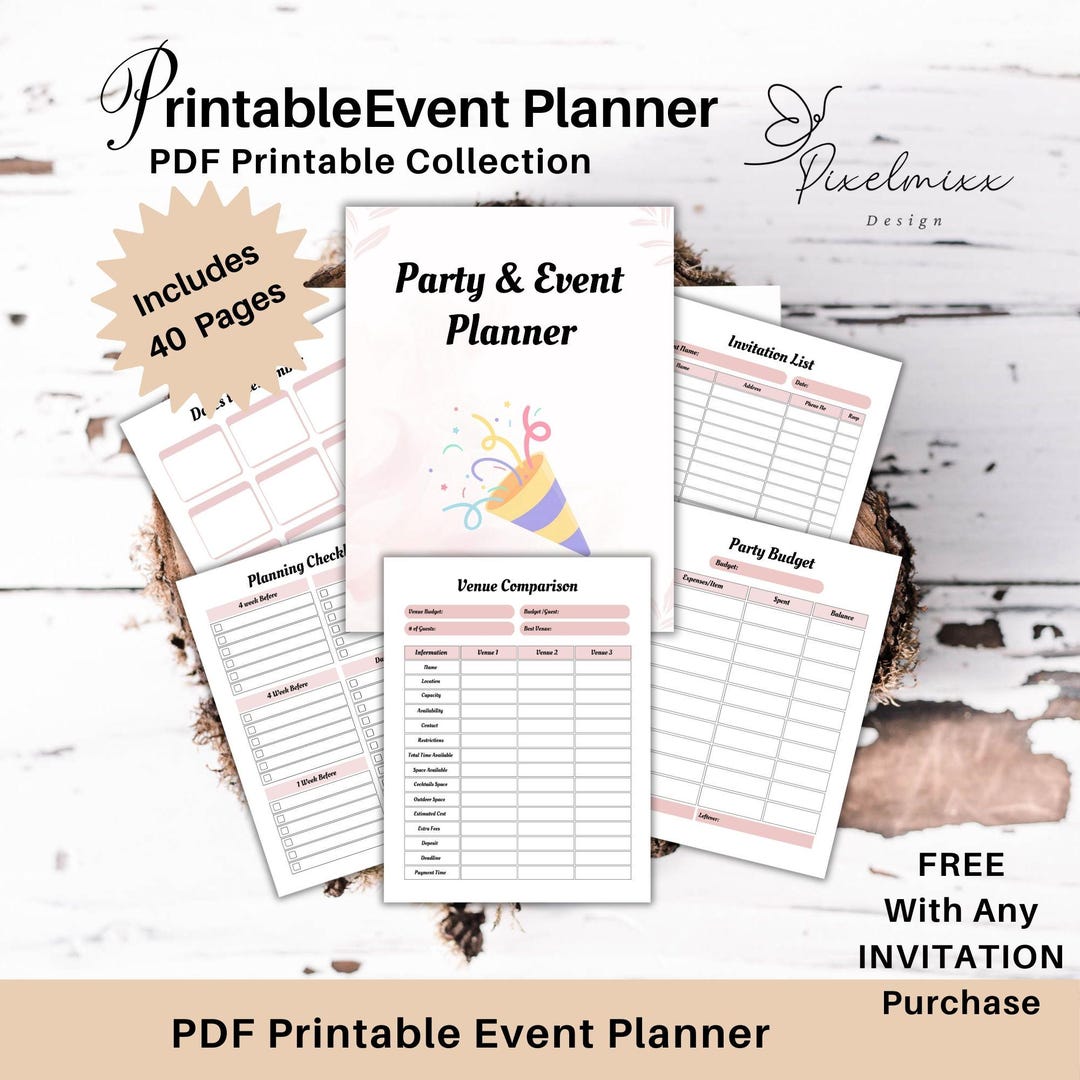 Printable Event Planner PDF Party Planning Instant Download - Etsy